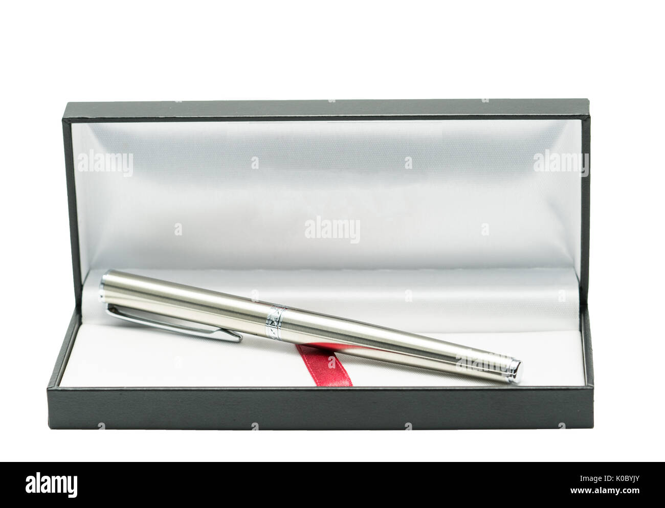 Pen in luxury box, black gift box isolated on white background Stock ...