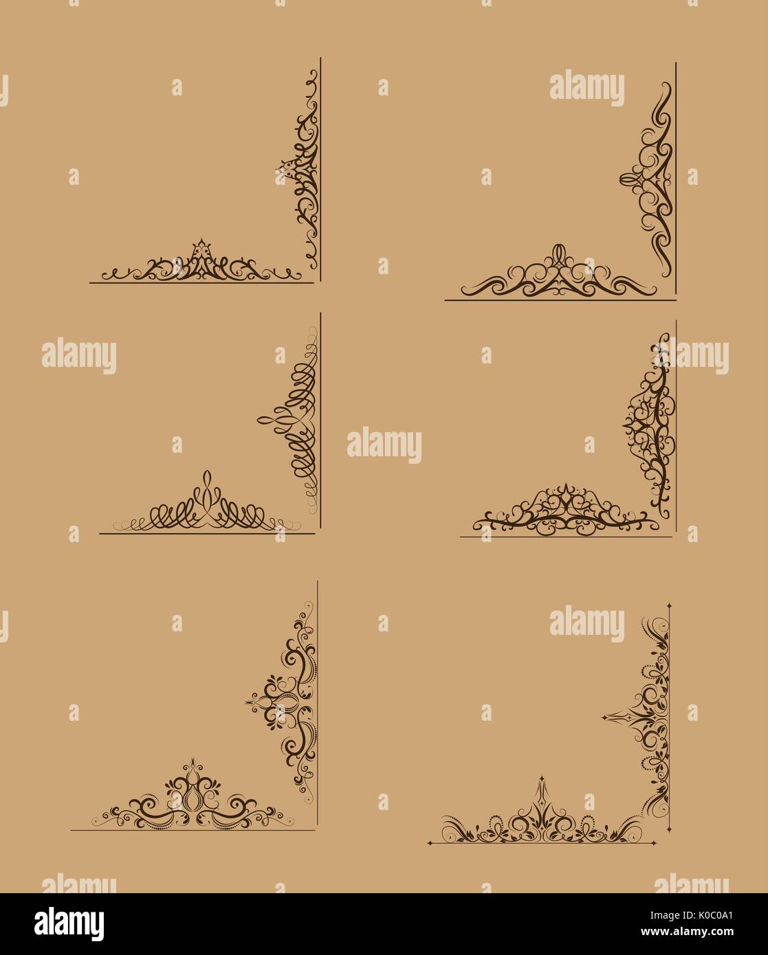 Swirl floral design corner vintage set old style Vector Stock Vector ...
