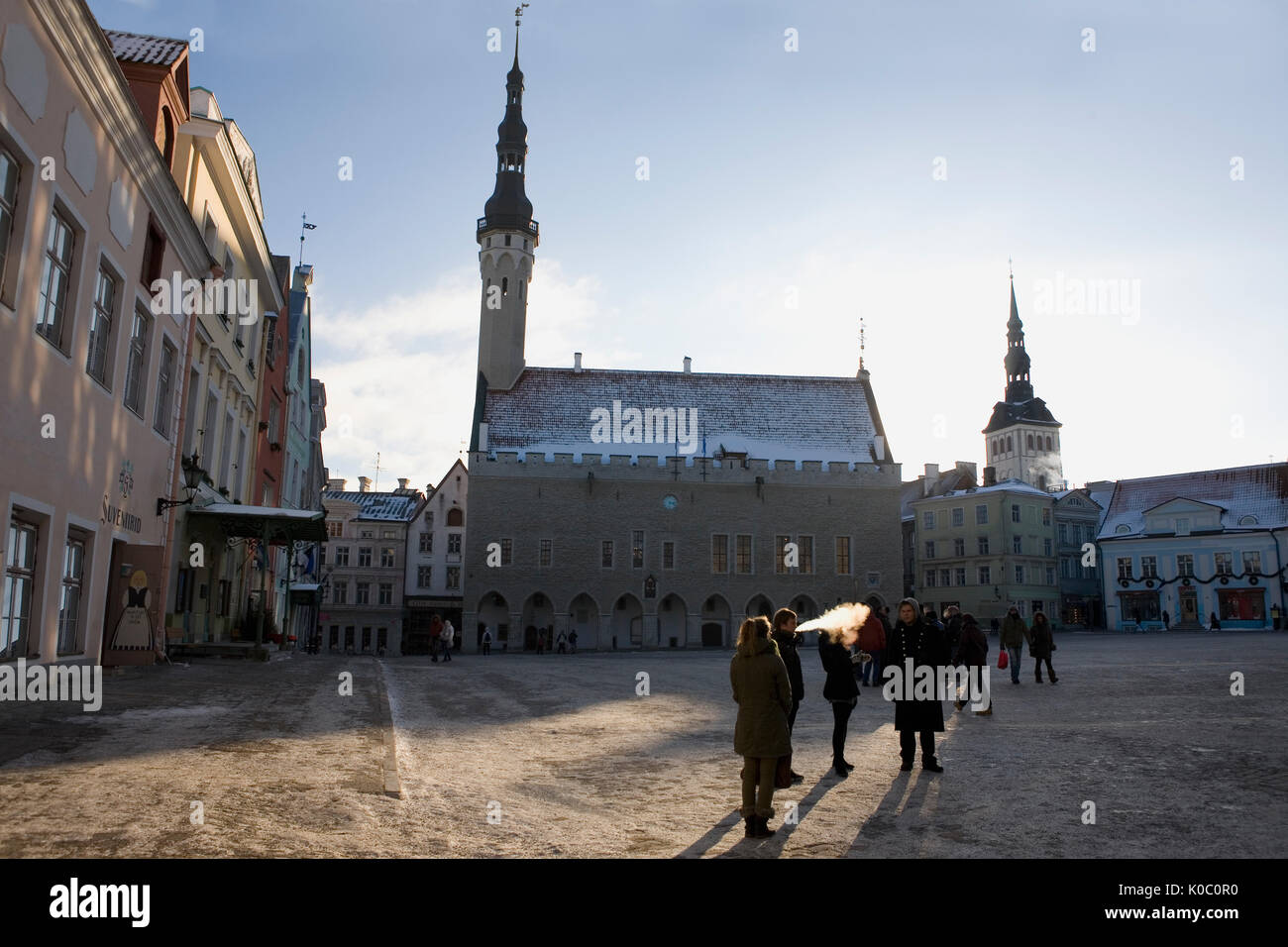 Cold late afternoon in February in the Town Square: Raekoda (Town Hall ...