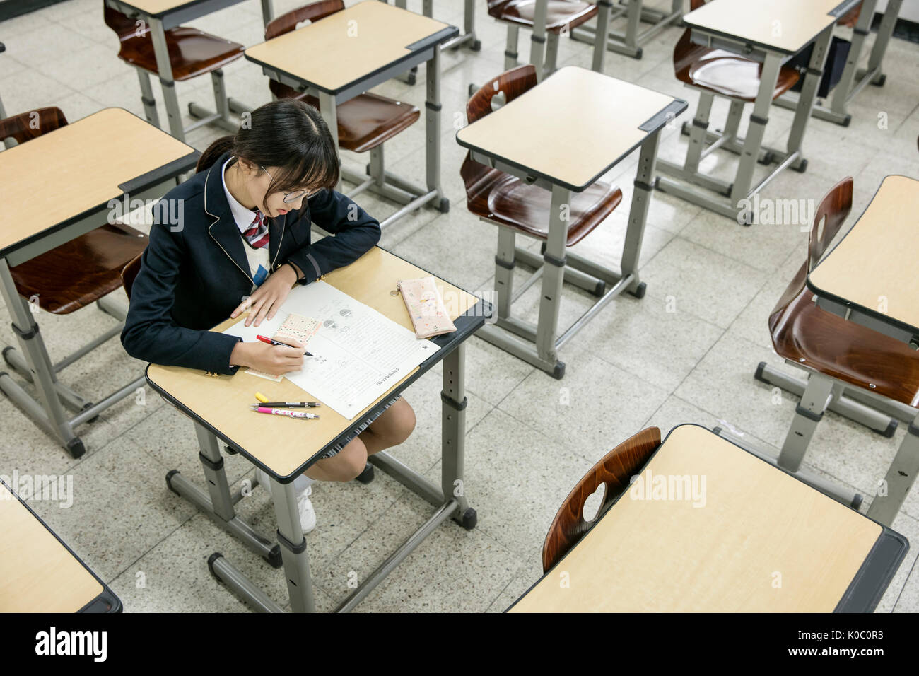 Korean High School Students Studying
