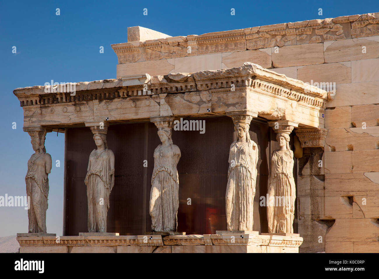 Figures of Athena line the Caryatid Porch of the Erechtleion on the ...