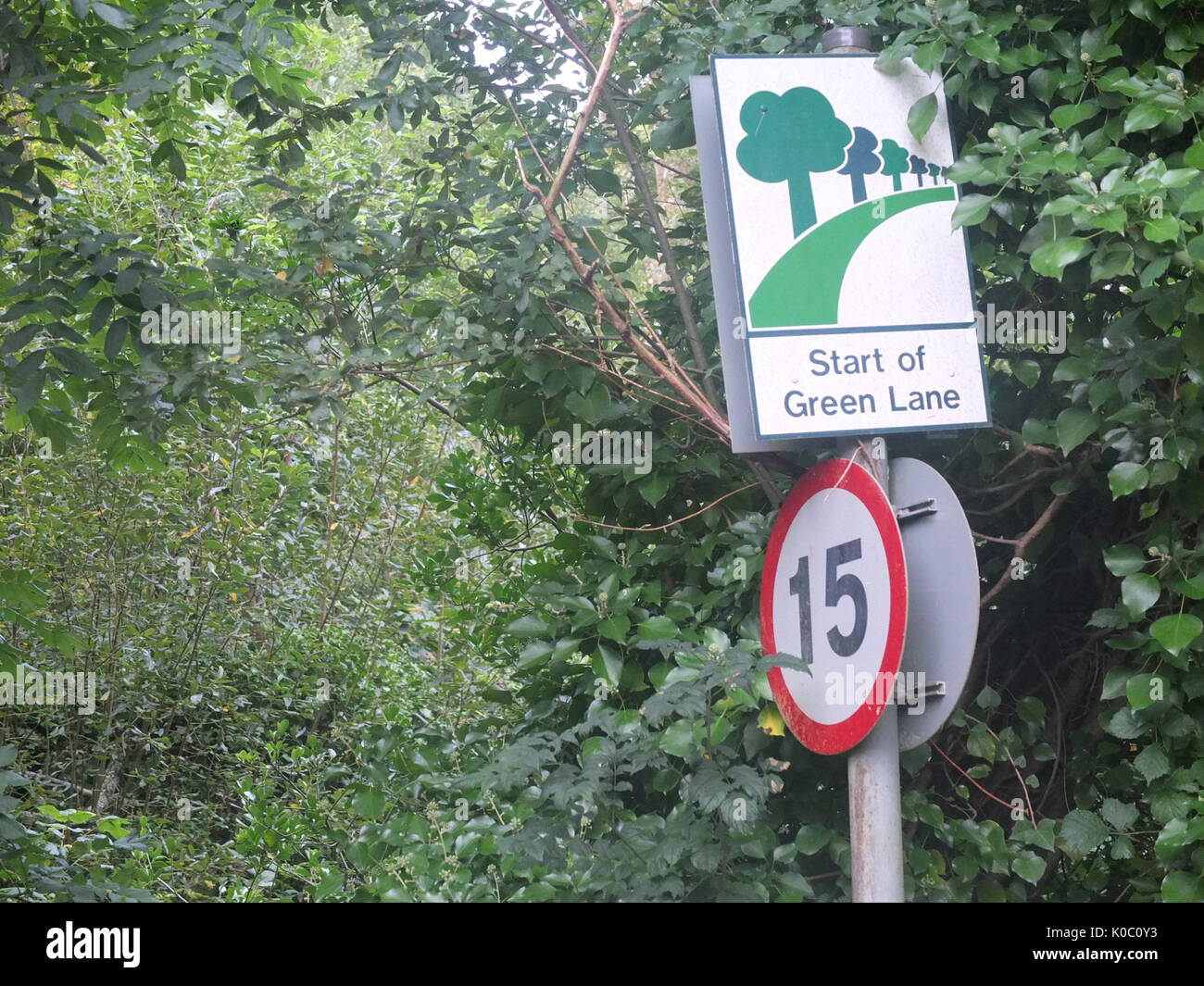 A sign in Jersey denoting a Green Lane, a network of roads with 15mph ...