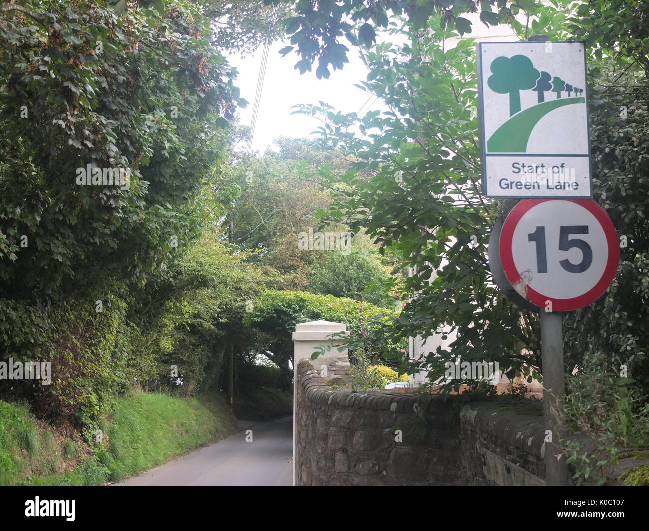 A sign in Jersey denoting a Green Lane, a network of roads with 15mph ...