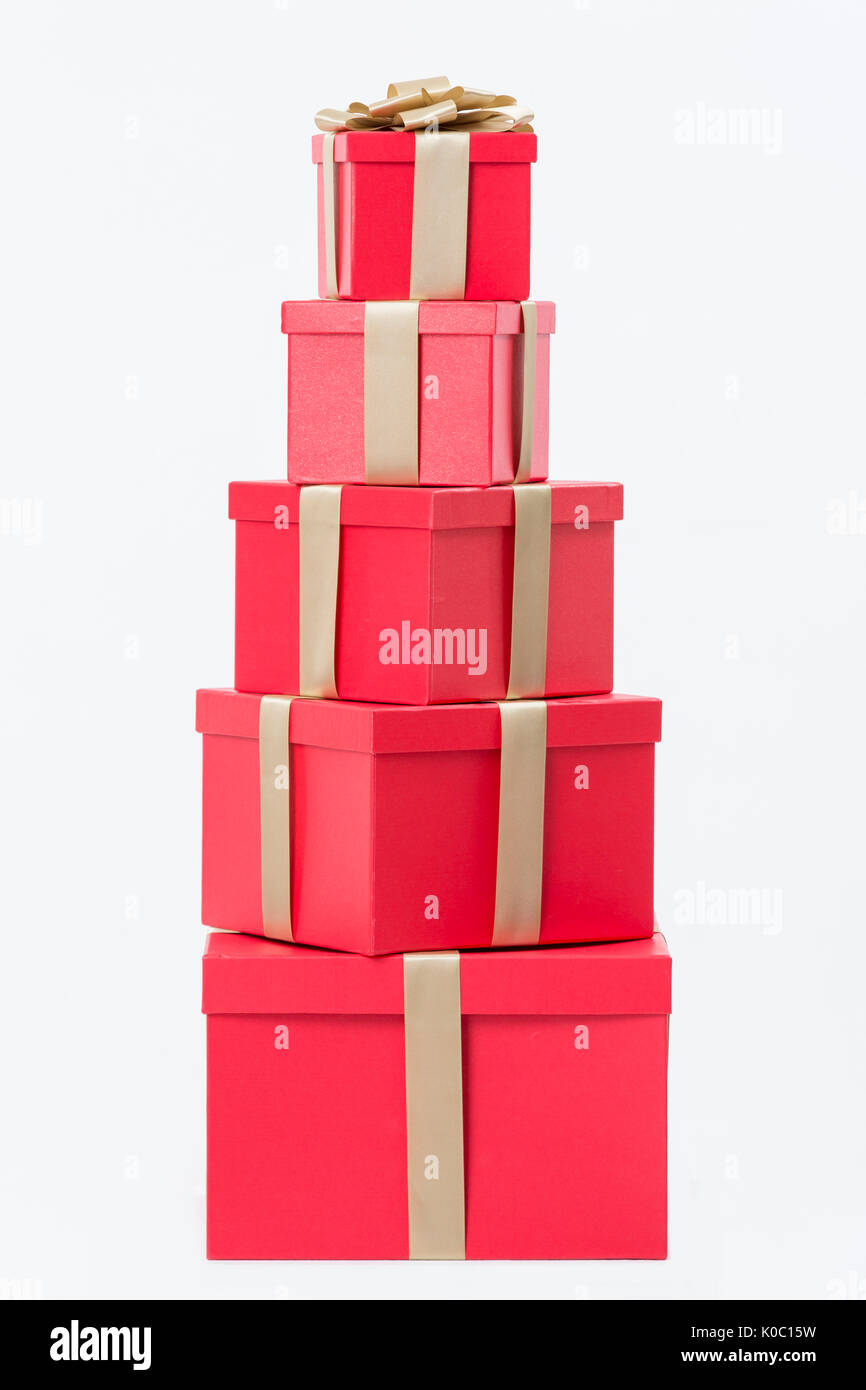 Stacked present boxes Stock Photo - Alamy