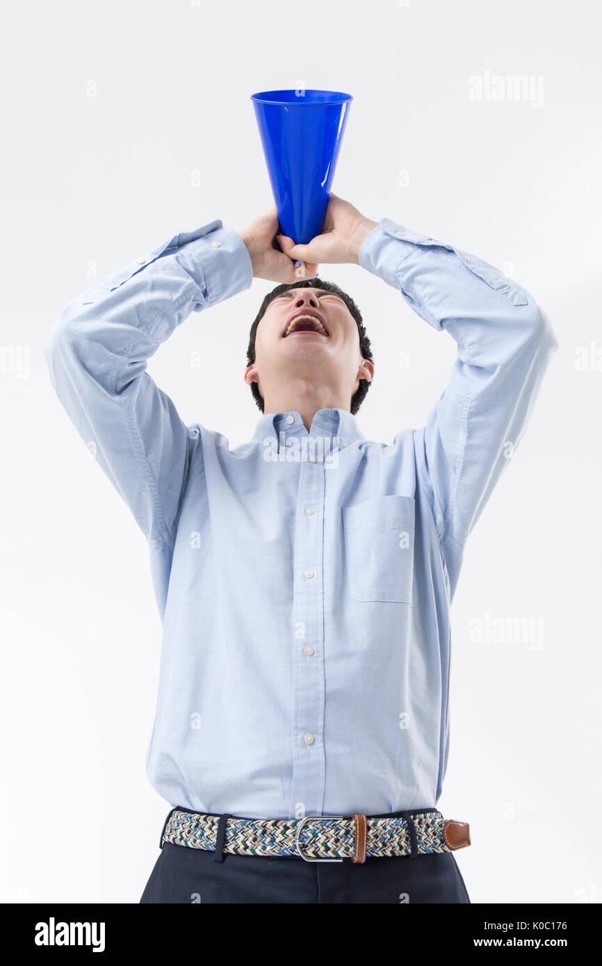 Man holding megaphone closed hi-res stock photography and images - Alamy