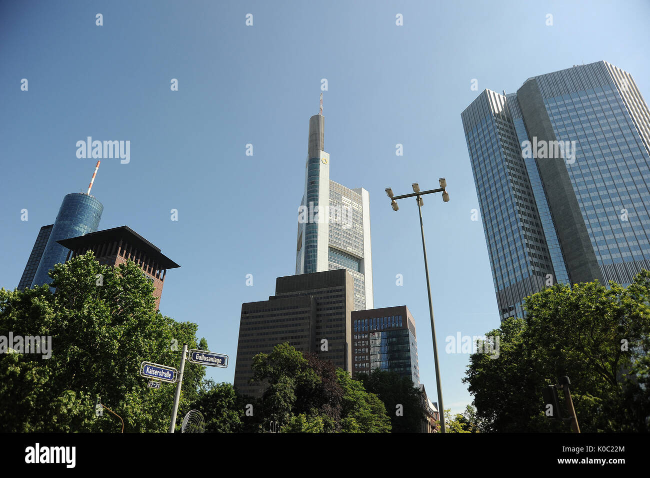 The Commerzbank Tower with Main Tower (656 feet) to its left and the ...
