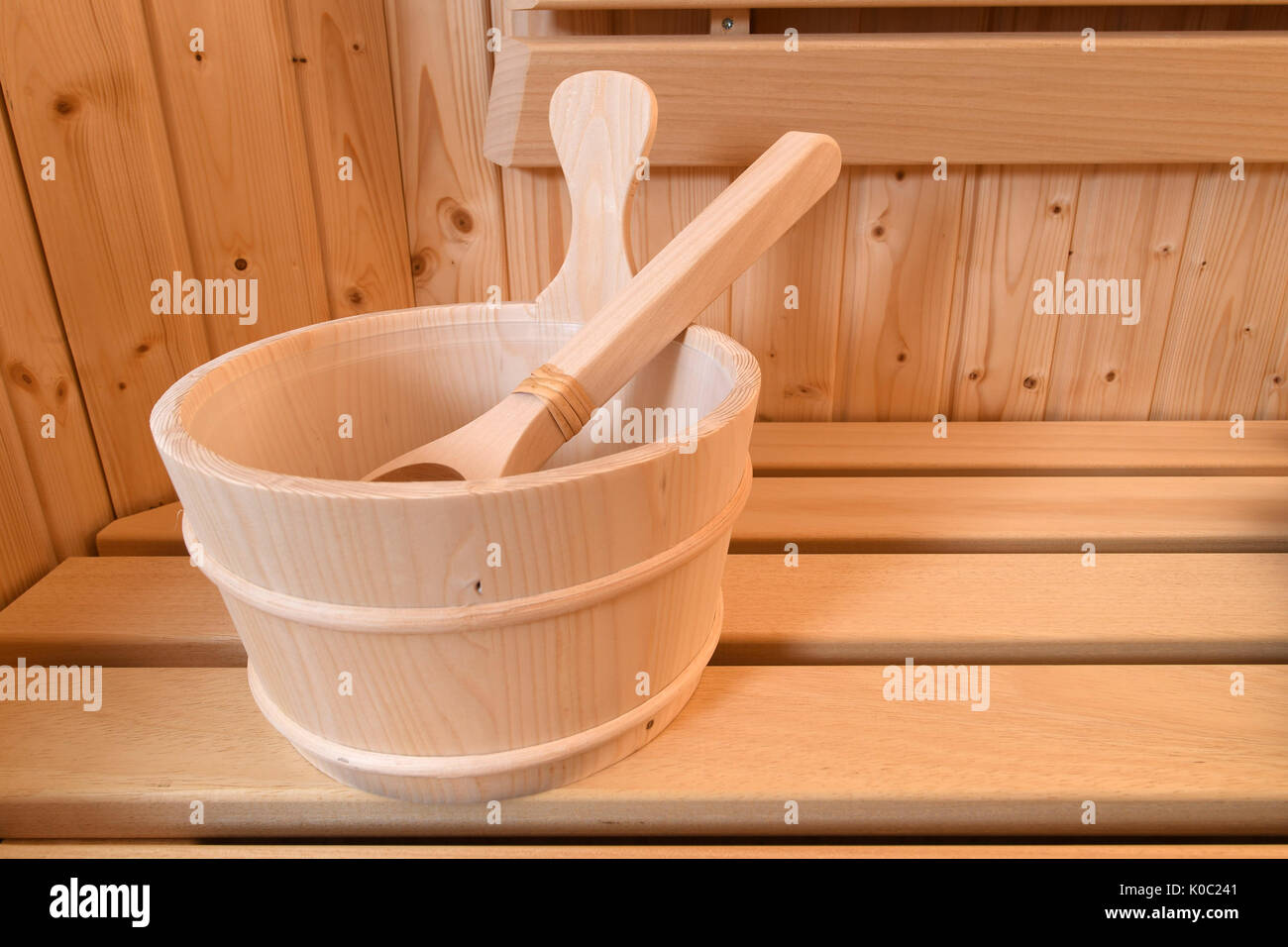 sauna interior, bucket Stock Photo - Alamy