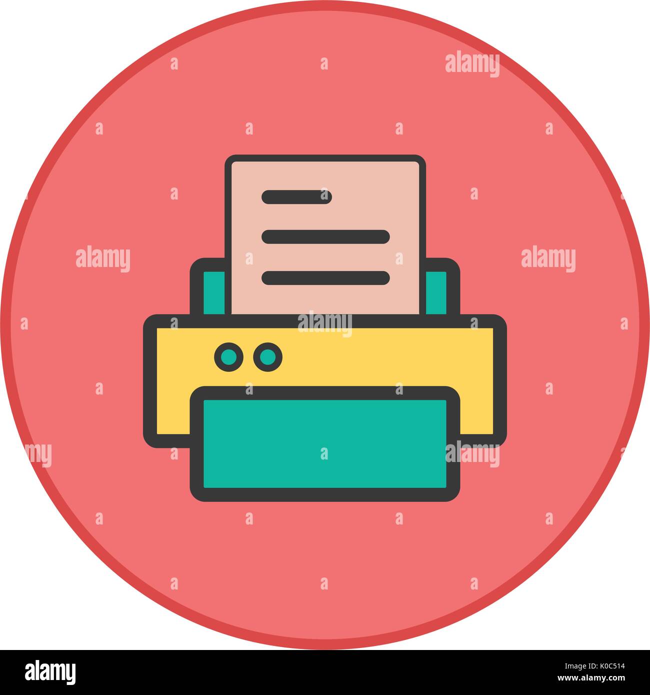 Printer vector icon red button Stock Vector Image & Art - Alamy