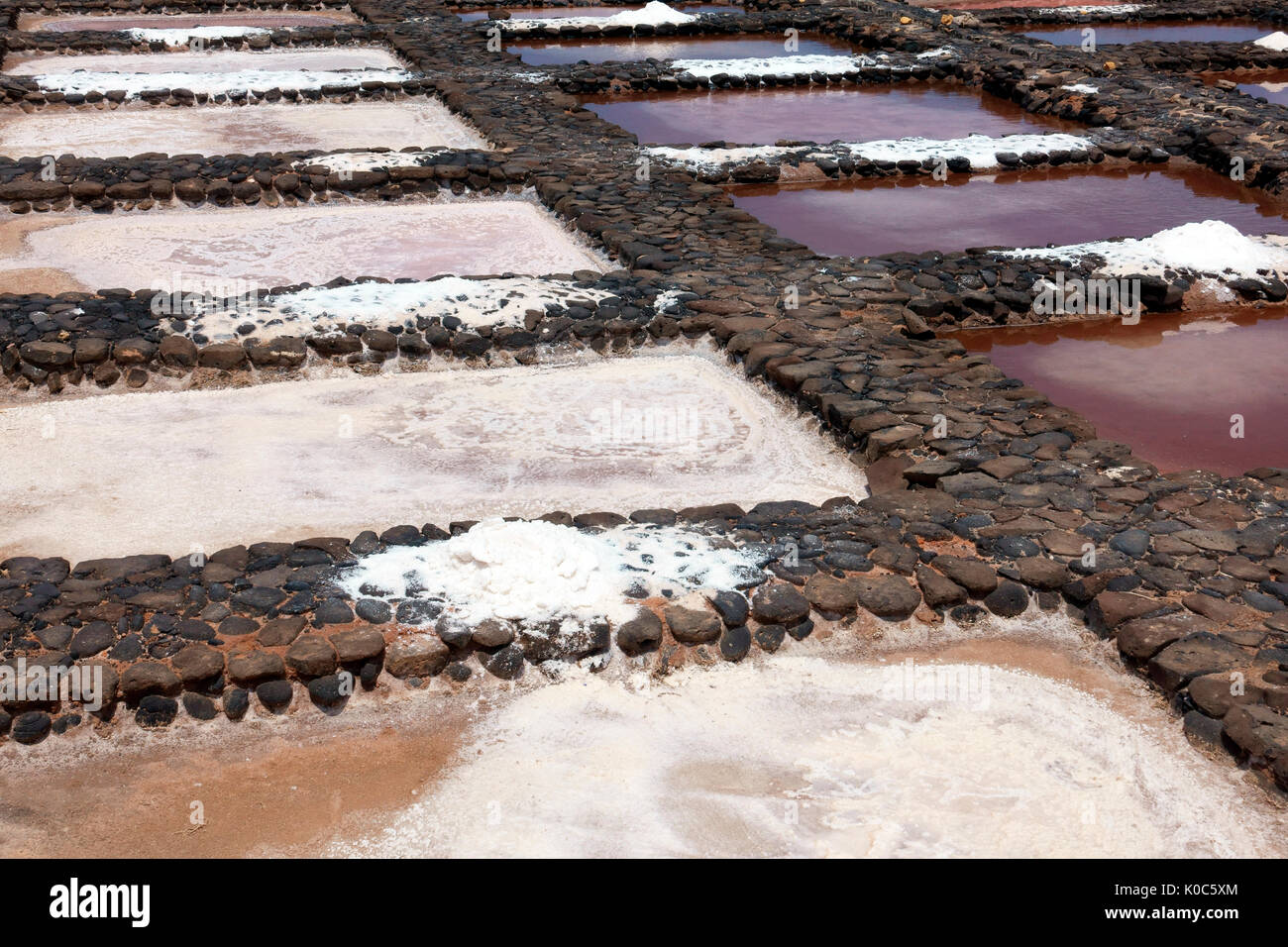 Salt pans at the Museum of Salt, Salinas del Carmen, Fuerteventura ...