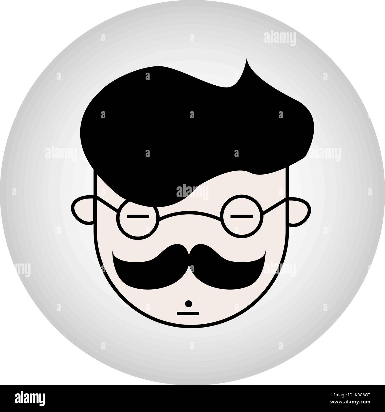 Hipster with mustache circle icon.Gray background.Vector illustration ...