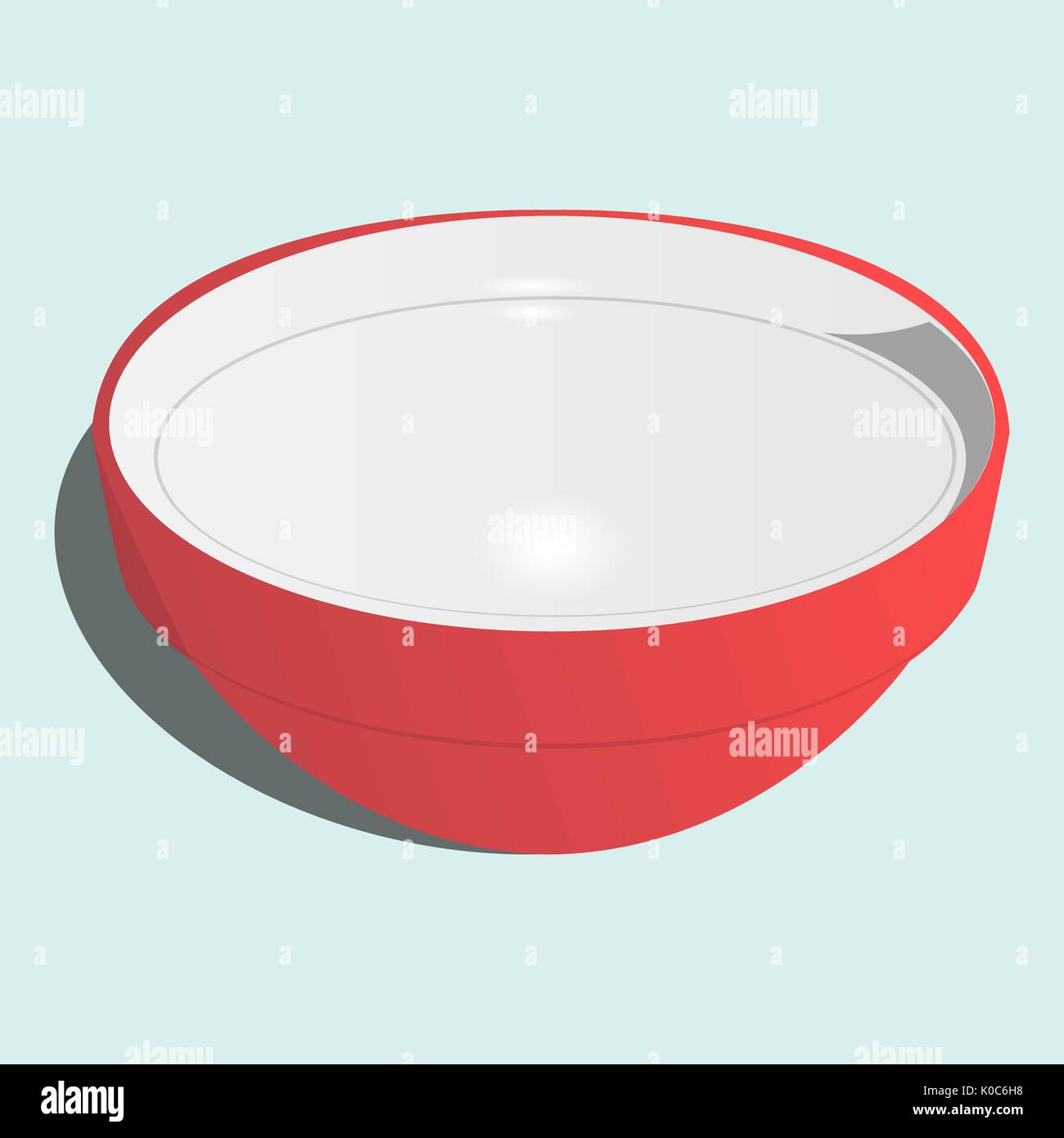 Red asian traditional ceramic bowl.Blue background.Vector illustration ...