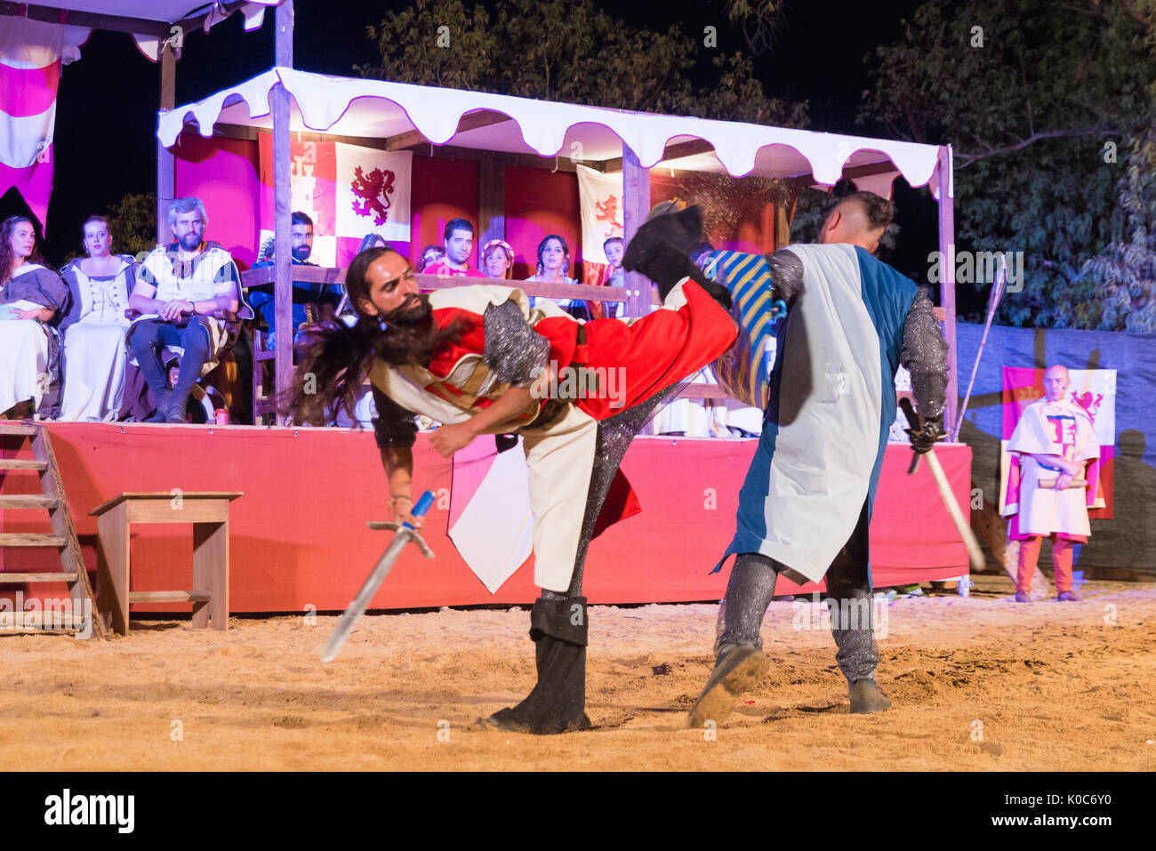 Two knights fighting Stock Photo - Alamy