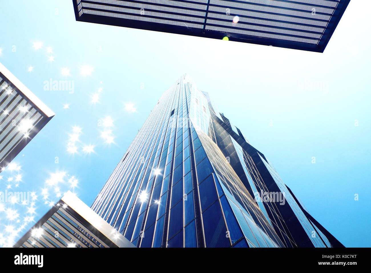8th of May 2016, DC tower, Wien: Blue sky above high rise office tower ...