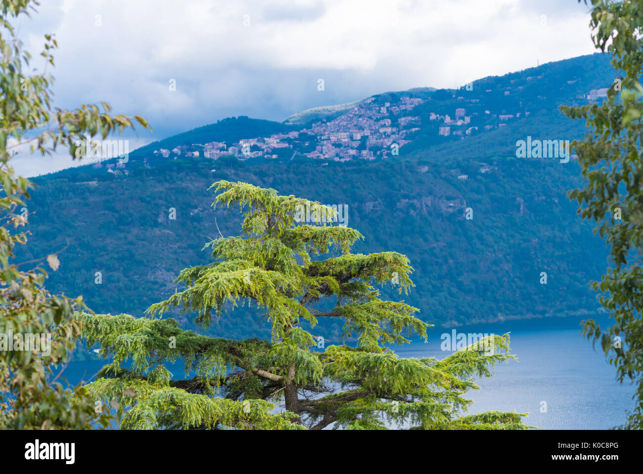 lake Albano at castel Gandolfo, the summer residence of the pope Stock ...