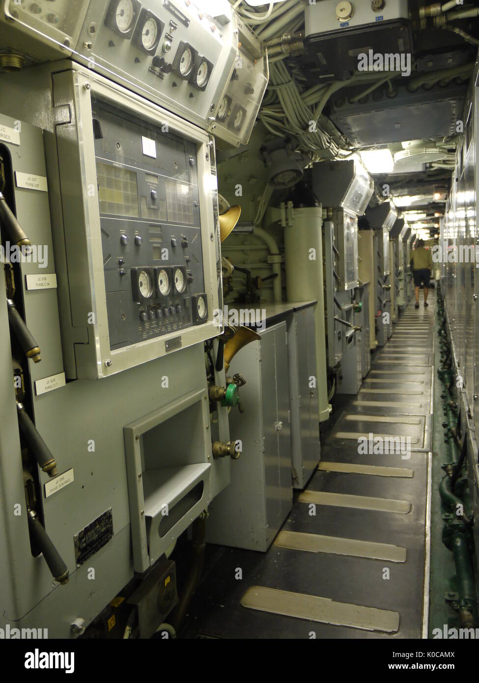 Missiles corridor onboard Le Redoutable, first french nuclear submarine ...