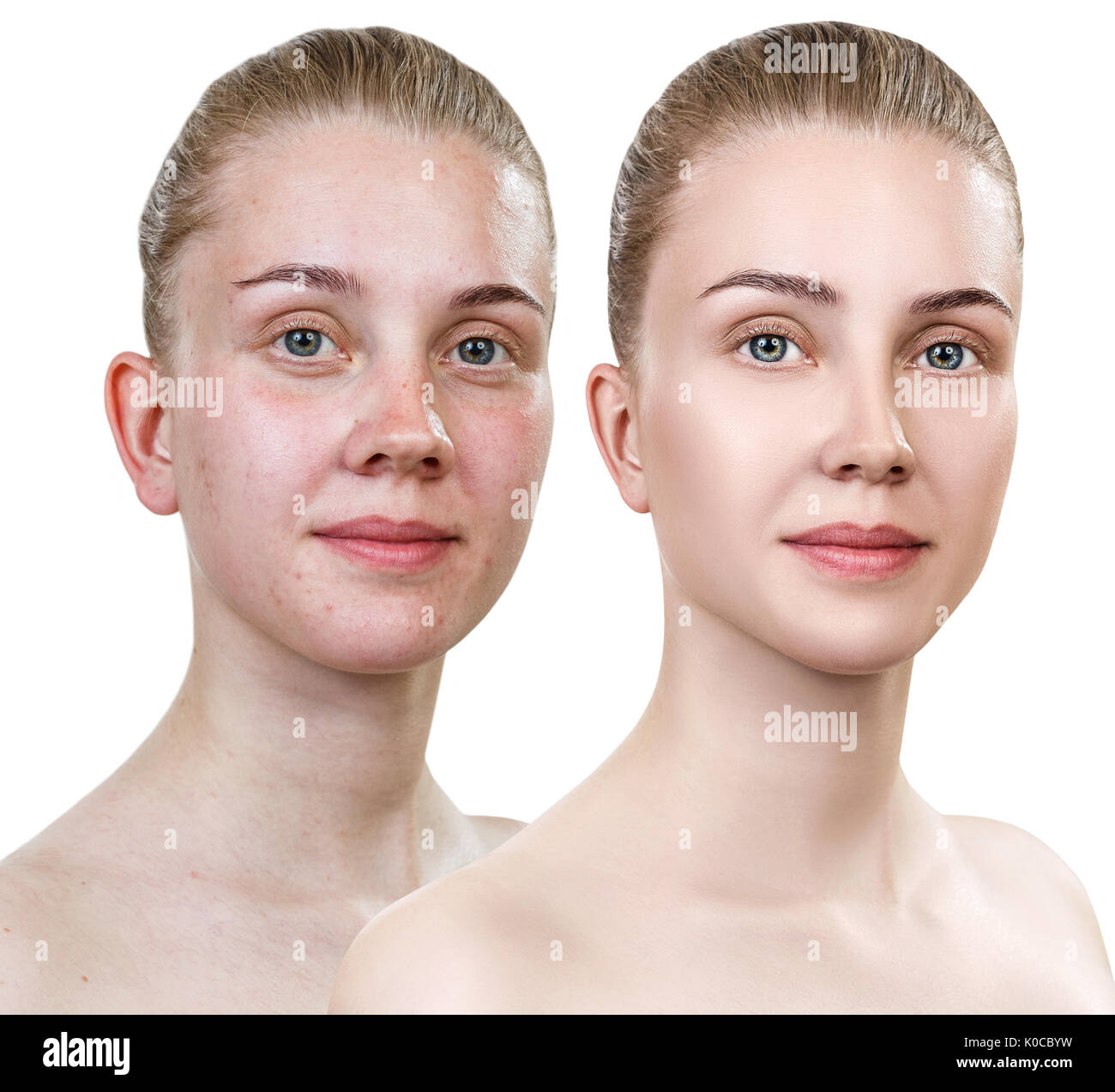 Comparison portrait of young woman Stock Photo - Alamy