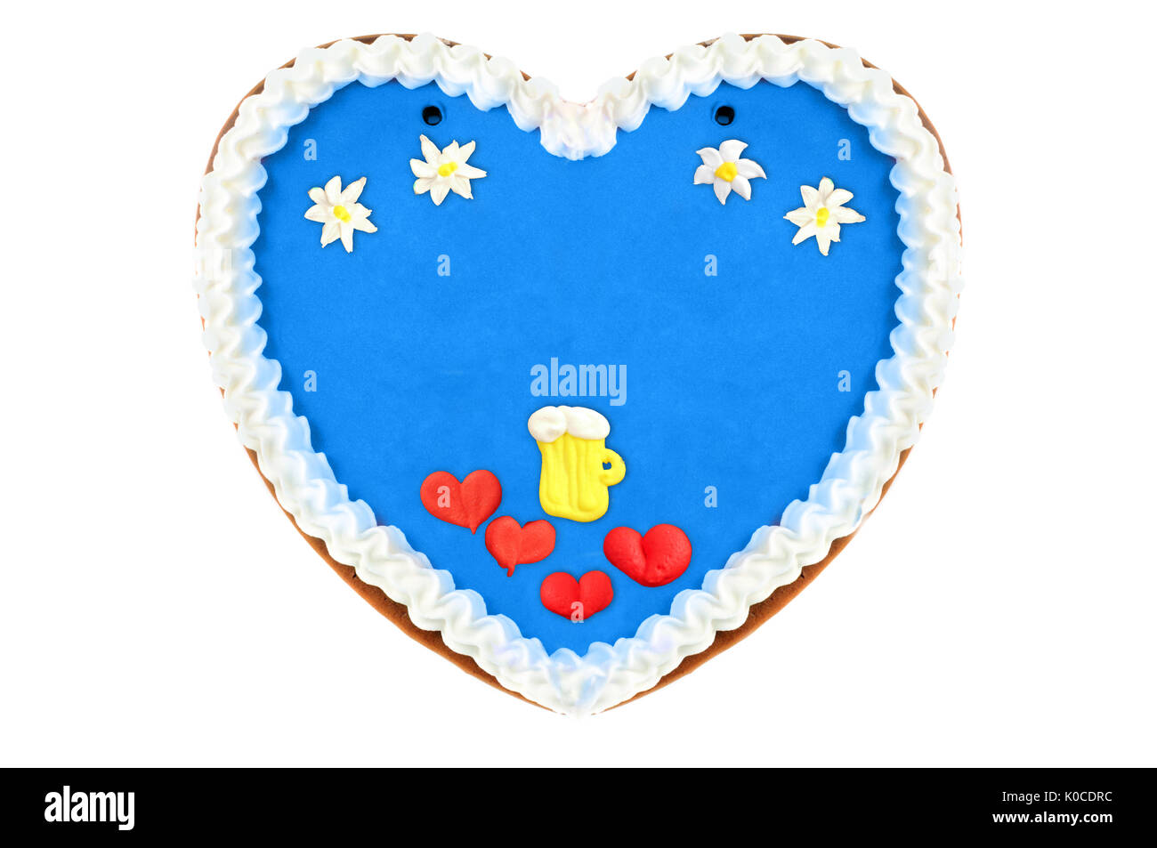 Oktoberfest Gingerbread heart on white isolated background with copy ...