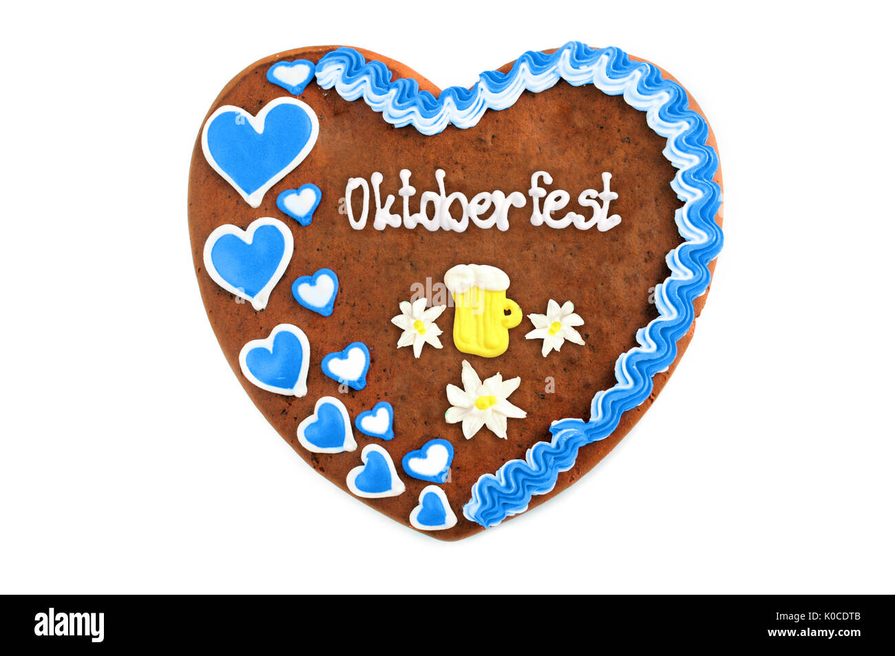 Oktoberfest Gingerbread heart on white isolated background with ...
