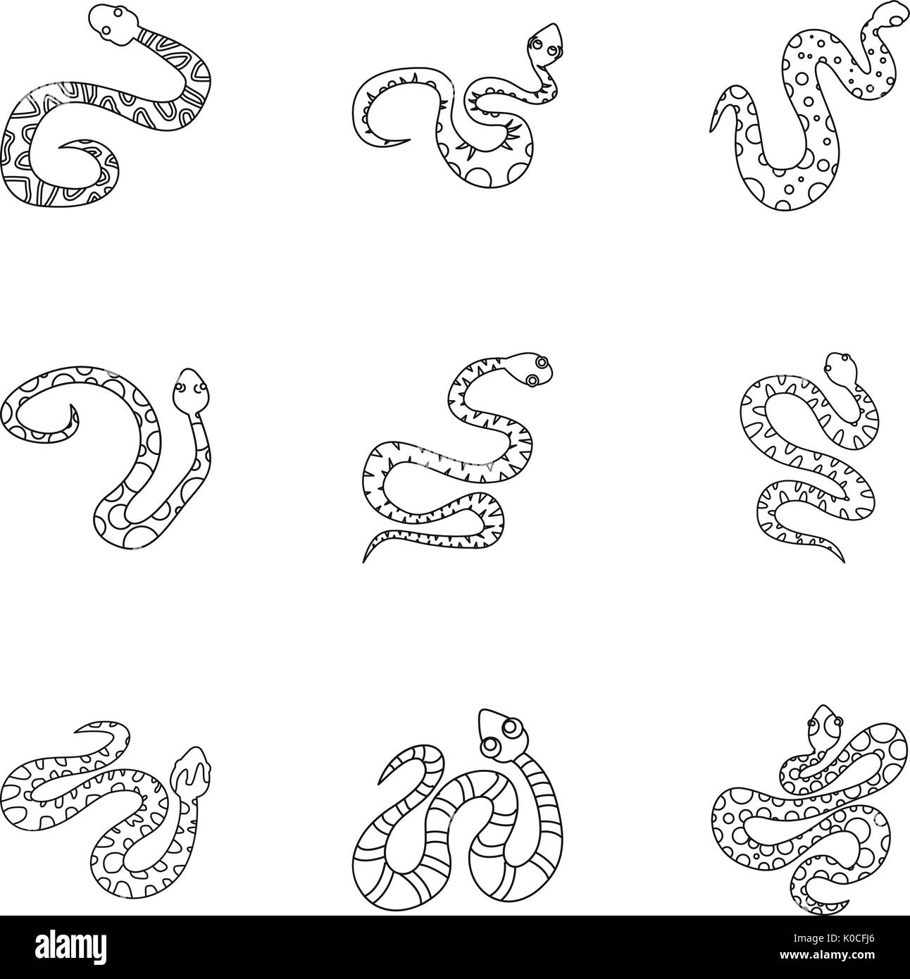 Venomous snake icon set, outline style Stock Vector Image & Art - Alamy
