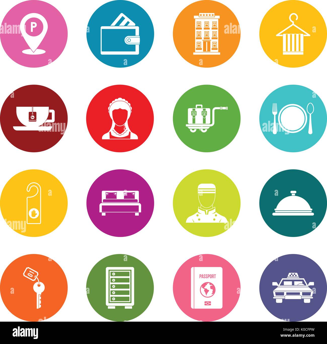 Hotel icons many colors set Stock Vector Image & Art - Alamy