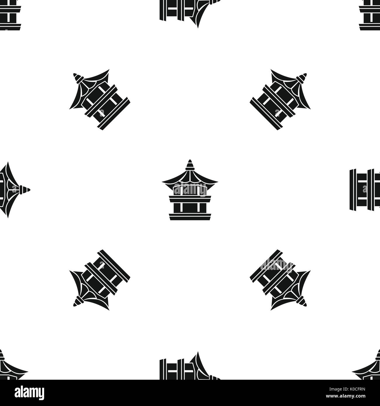 Traditional korean pagoda pattern seamless black Stock Vector Image ...