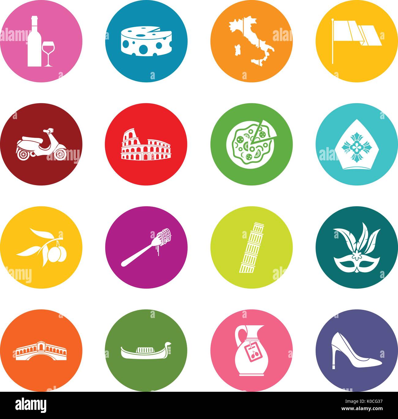 Italia icons many colors set Stock Vector Image & Art - Alamy
