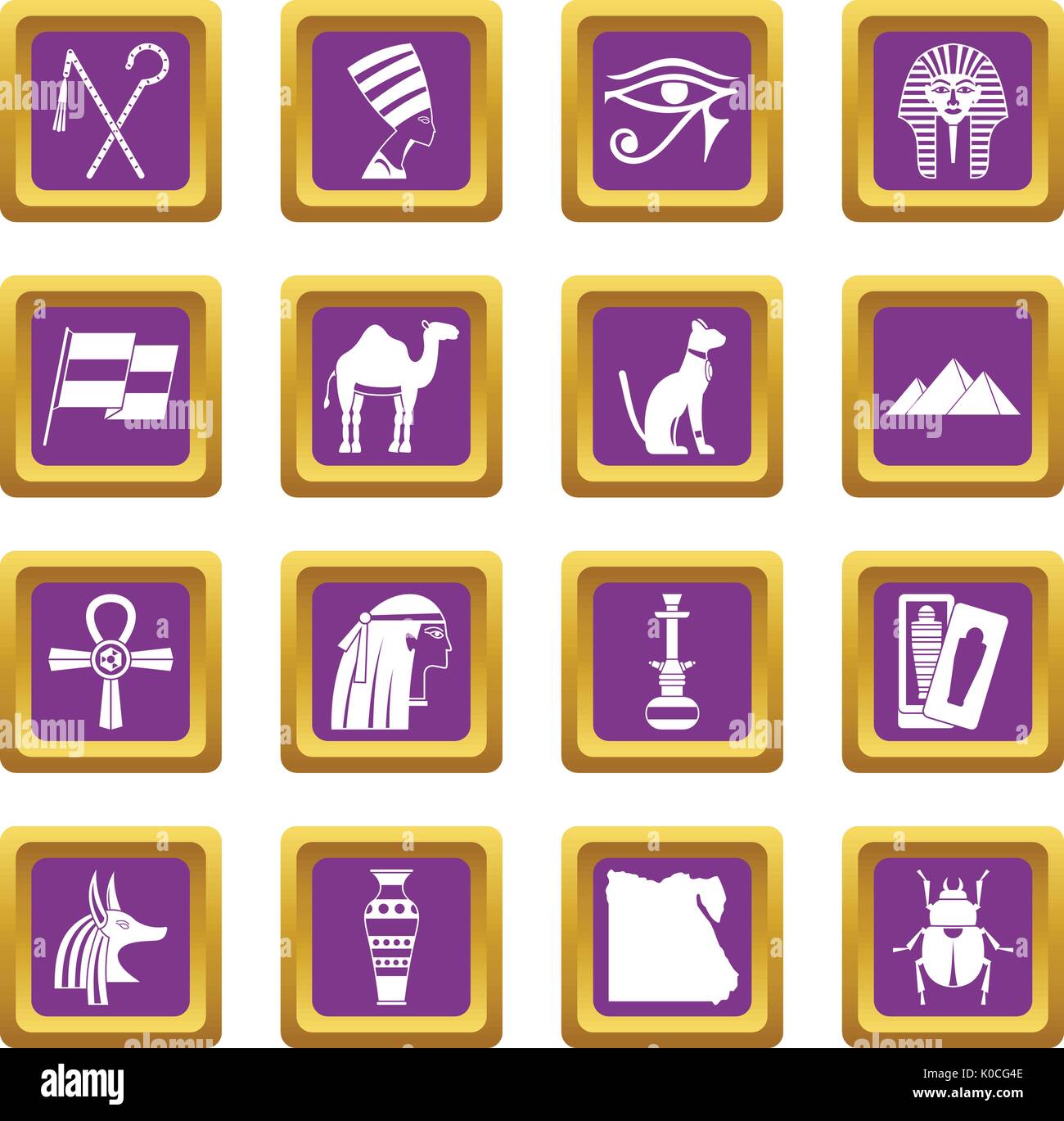Egypt travel items icons set purple Stock Vector Image & Art - Alamy