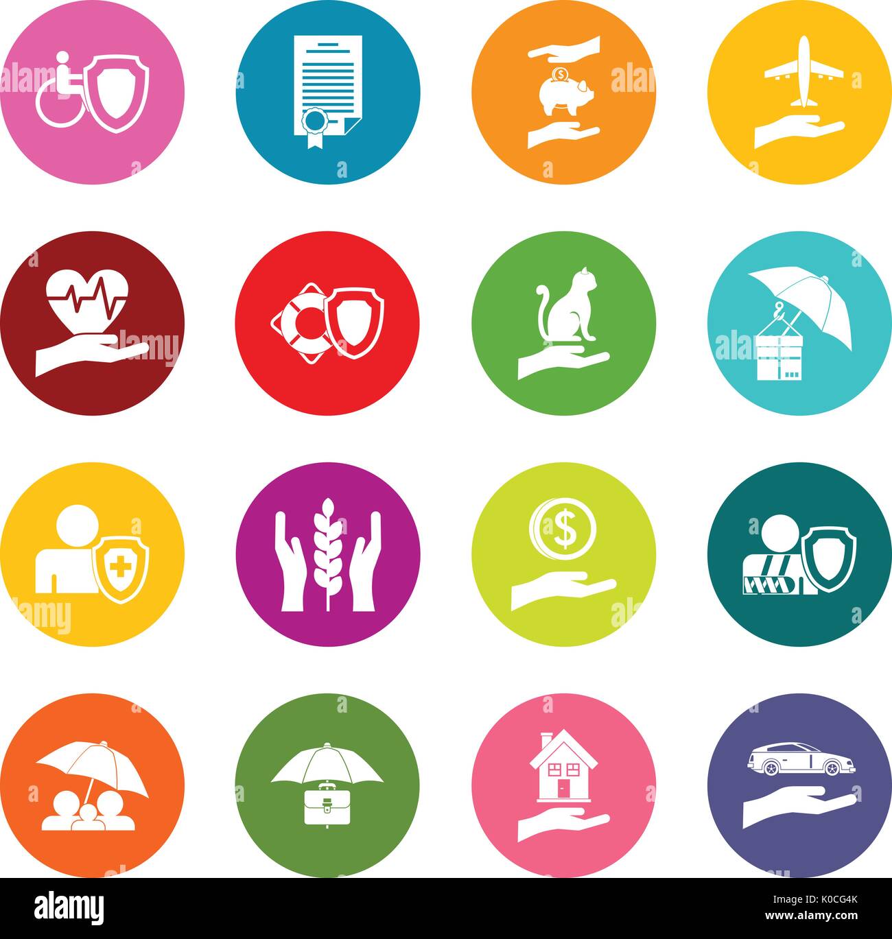 Insurance icons many colors set Stock Vector Image & Art - Alamy