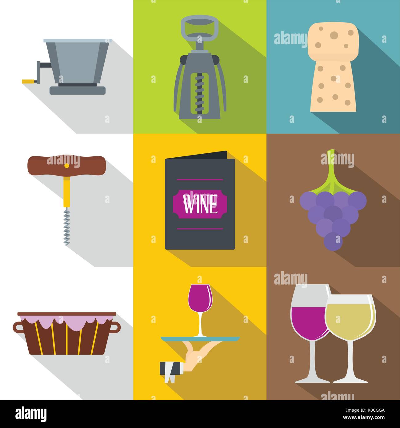 Wine Icons Set Flat Style Stock Vector Image And Art Alamy