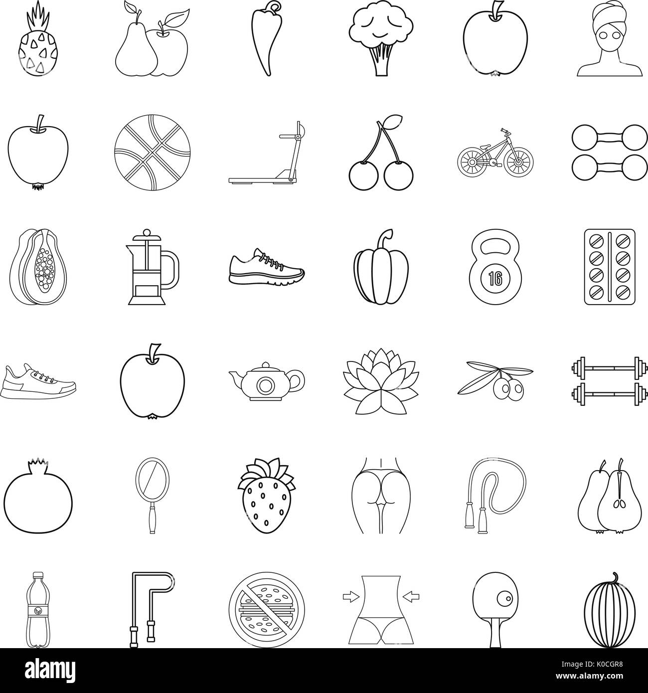 Diet icons set, outline style Stock Vector Image & Art - Alamy