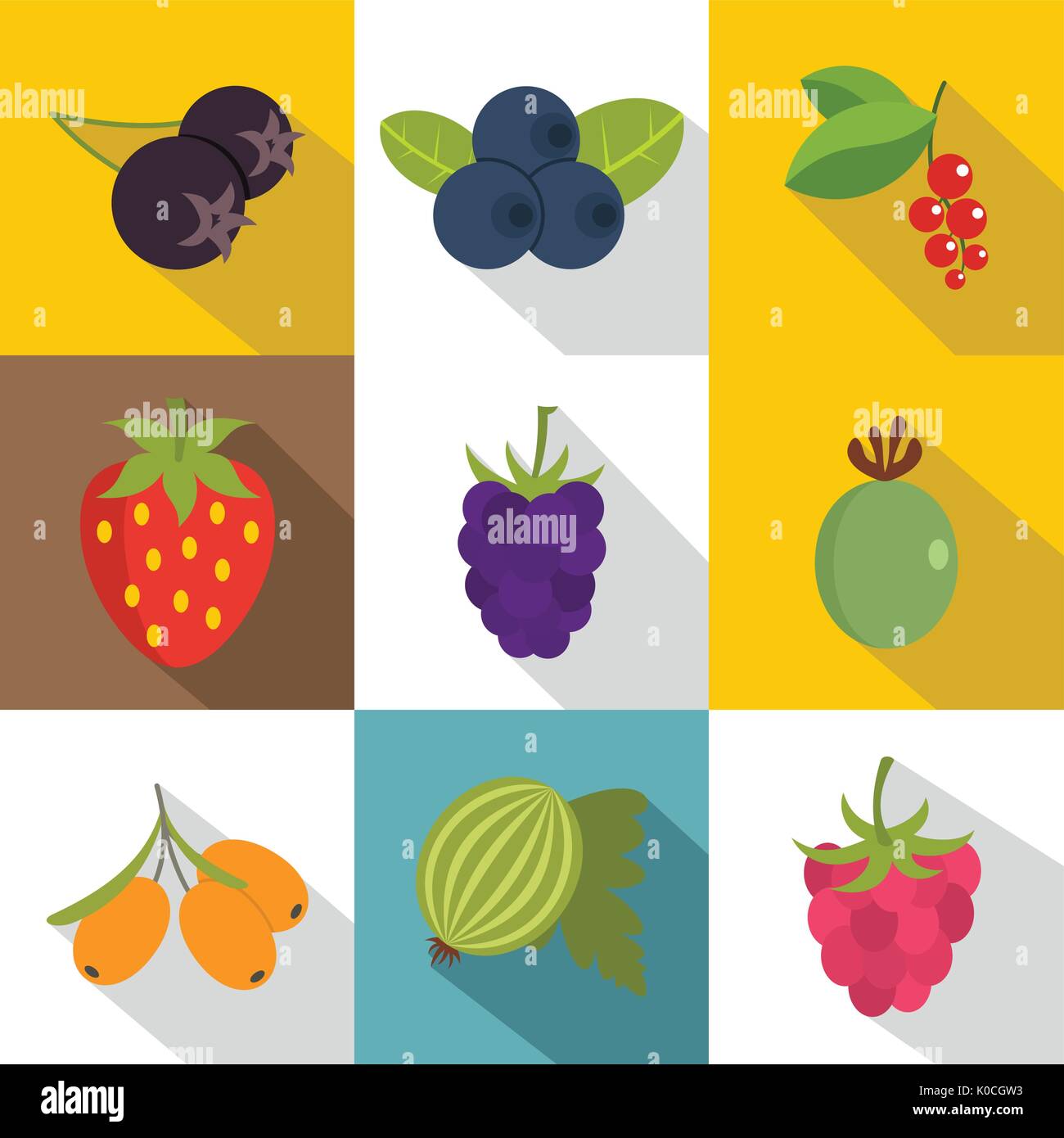 Fruits icons set, flat style Stock Vector Image & Art - Alamy