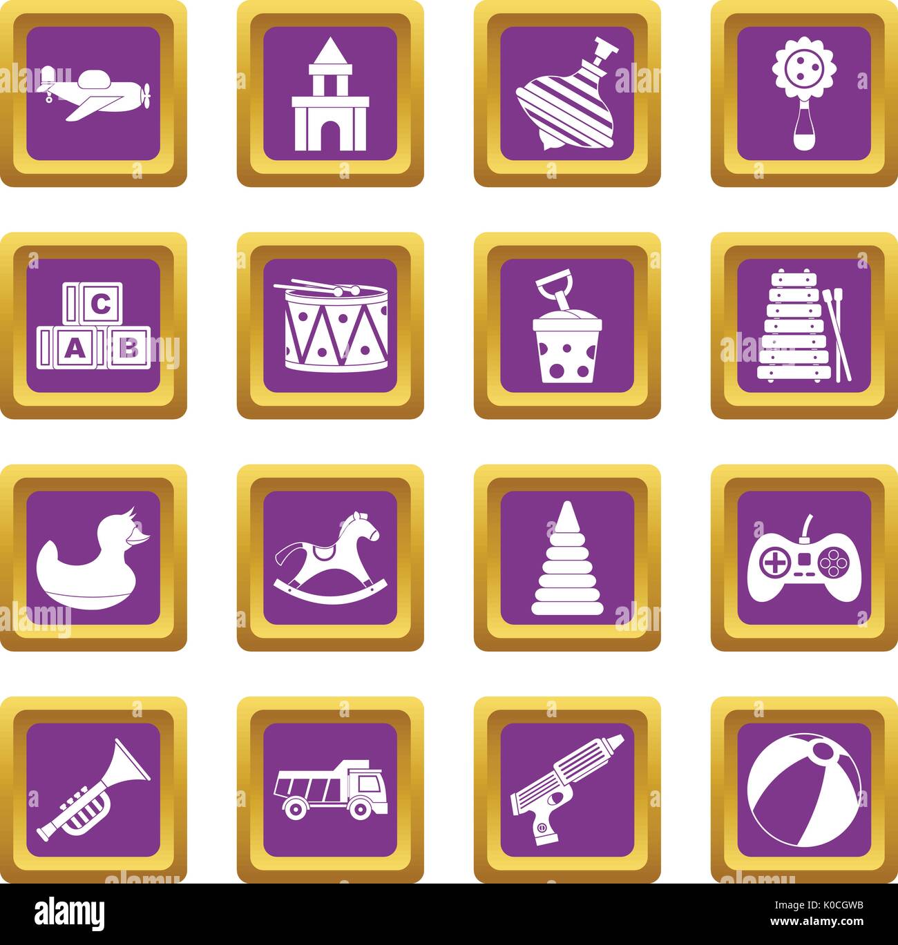 Different kids toys icons set purple Stock Vector Image & Art - Alamy