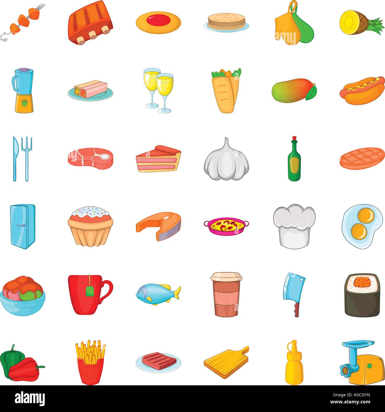 Big dinner icons set, cartoon style Stock Vector Image & Art - Alamy
