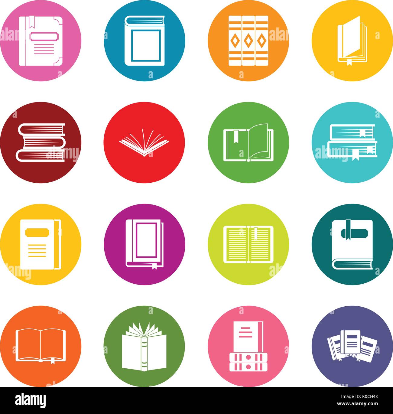 Books icons many colors set Stock Vector Image & Art - Alamy