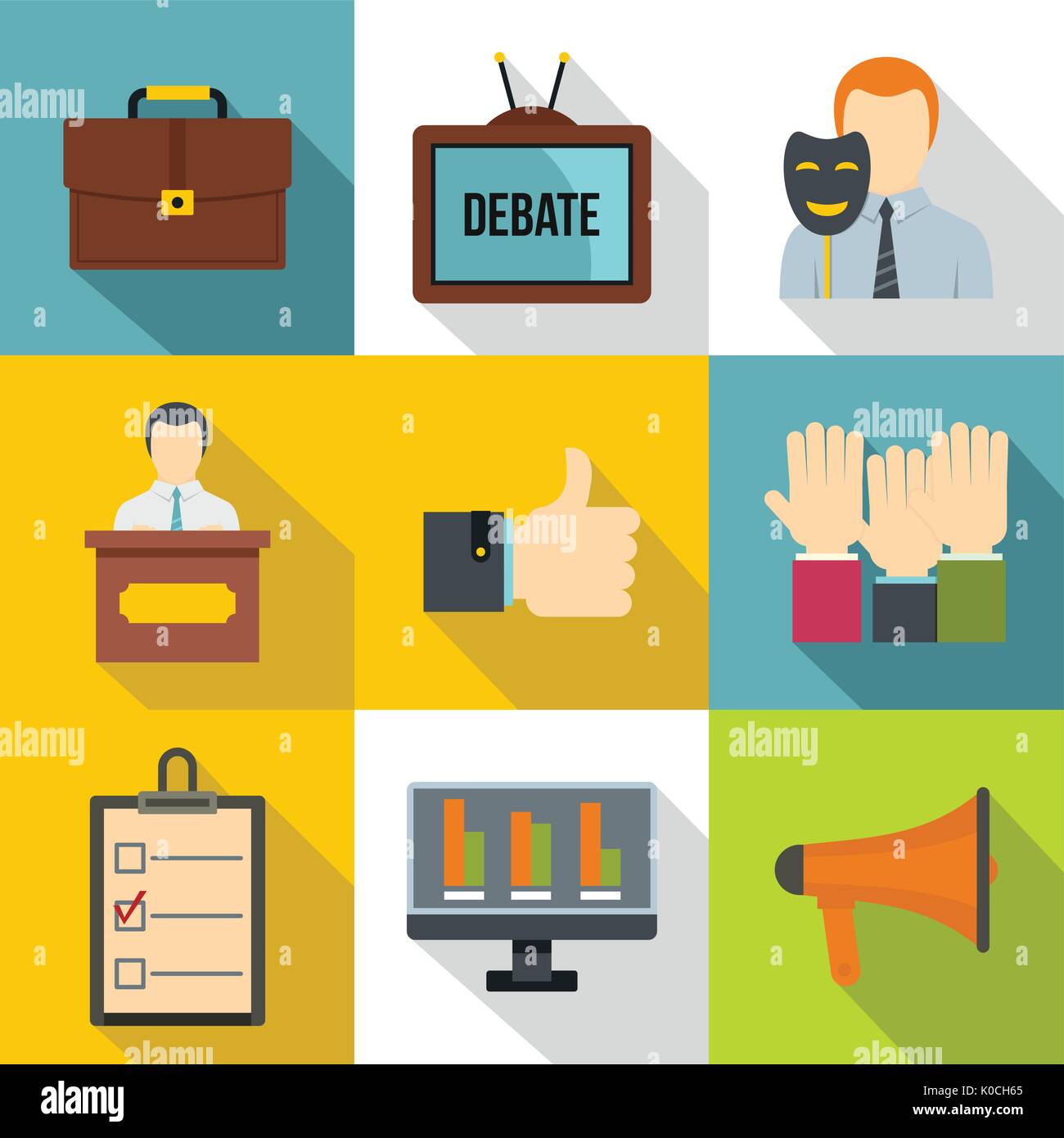 Debate icons set, flat style Stock Vector Image & Art - Alamy
