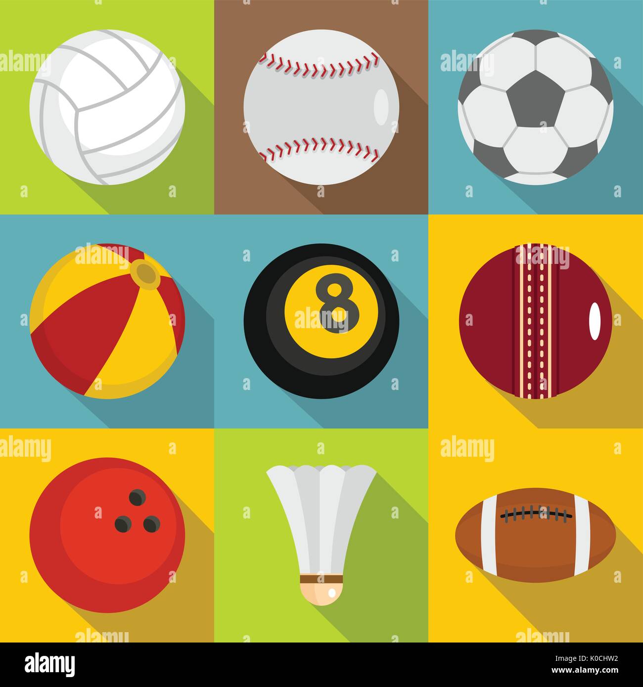Ball icons set, flat style Stock Vector Image & Art - Alamy