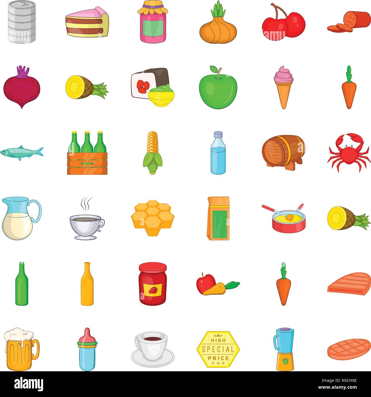 Eating icons set, cartoon style Stock Vector Image & Art - Alamy