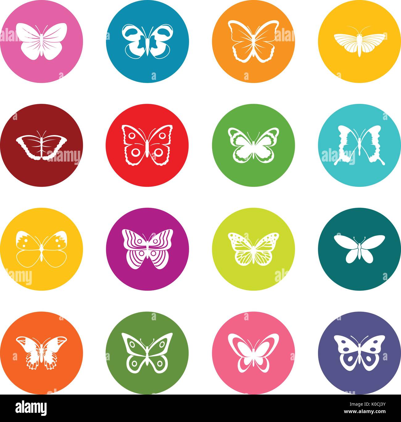 Butterfly icons many colors set Stock Vector Image & Art - Alamy