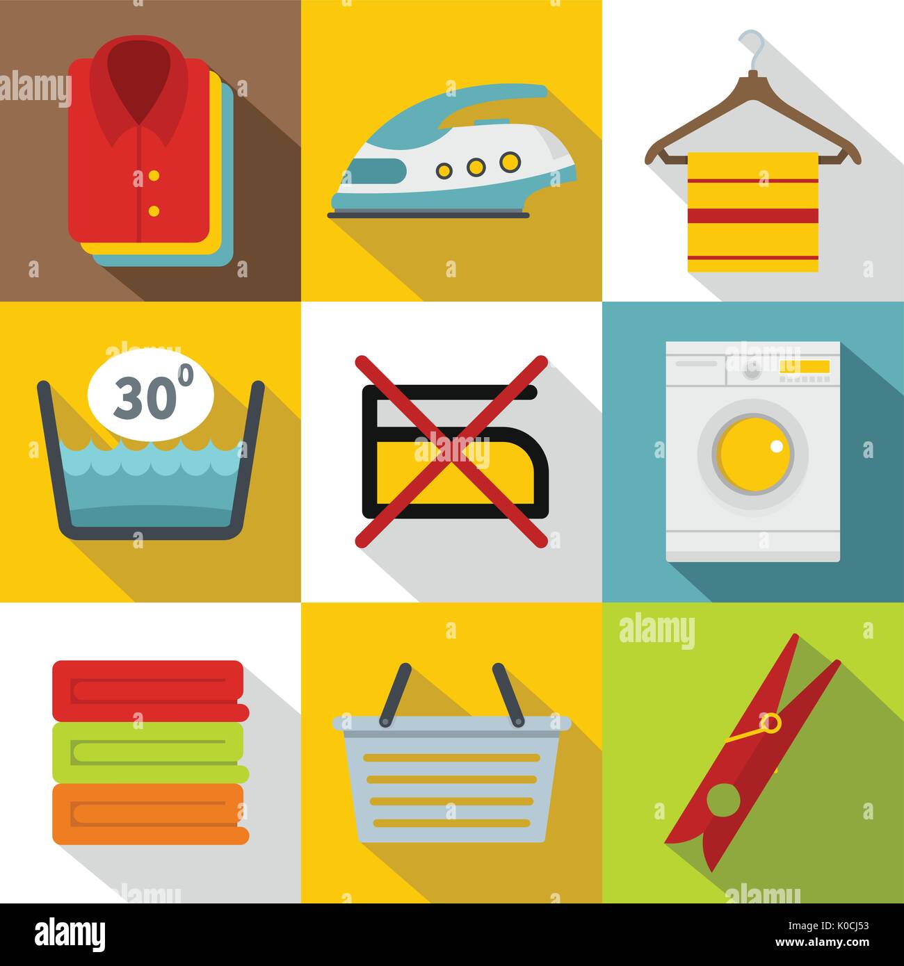 Washing icons set, flat style Stock Vector Image & Art - Alamy