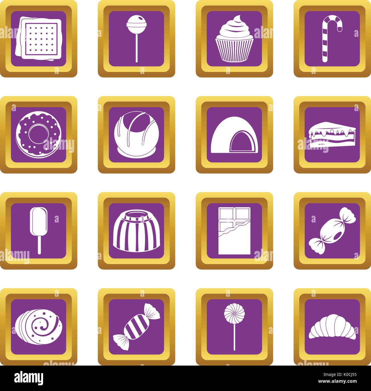 Sweets and candies icons set purple Stock Vector Image & Art - Alamy
