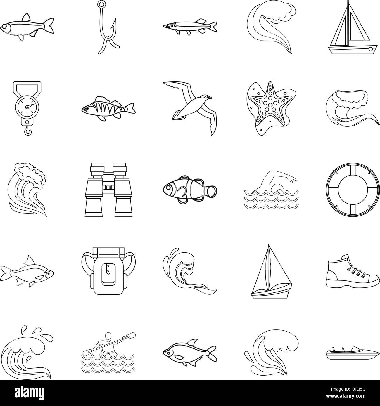 Fishery icons set, outline style Stock Vector Image & Art - Alamy
