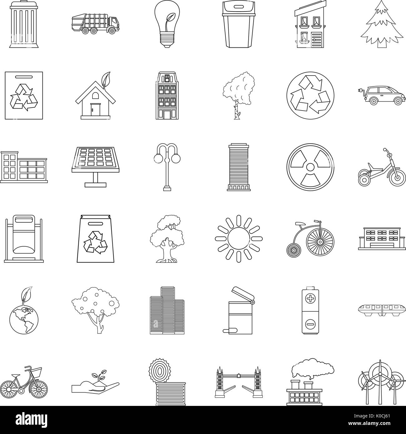 Eco city icons set, outline style Stock Vector Image & Art - Alamy