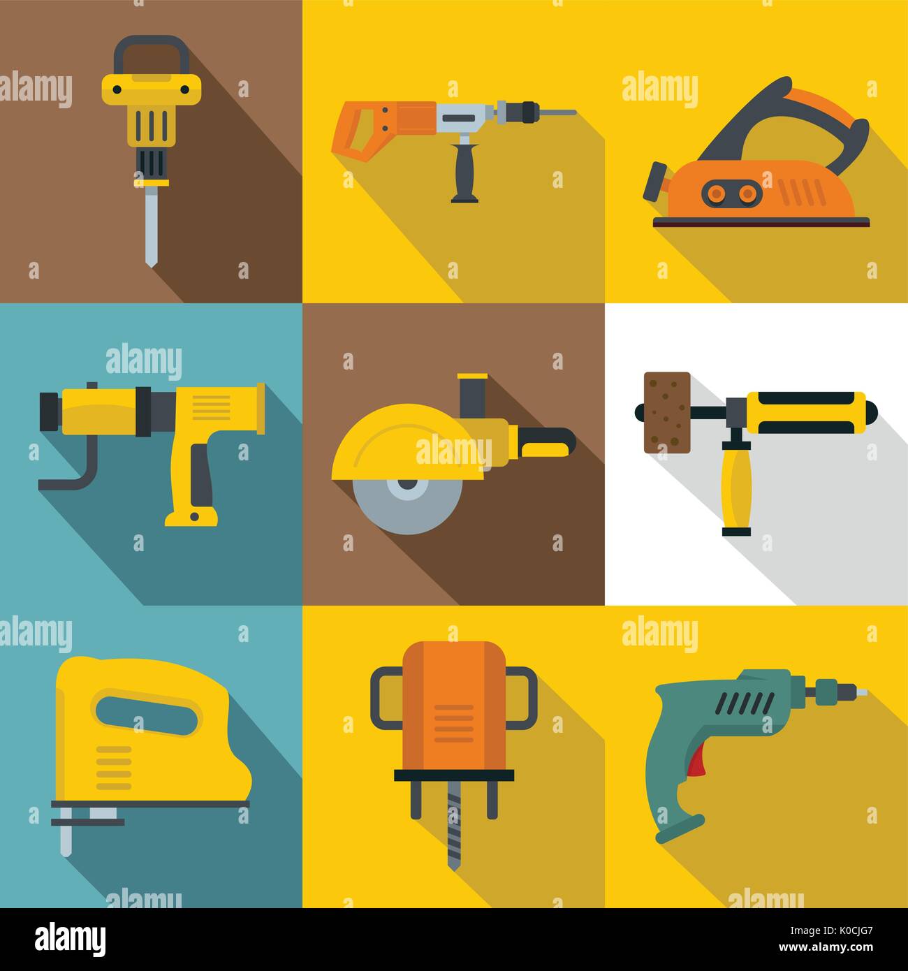 Electric tools icons set, flat style Stock Vector Image & Art - Alamy