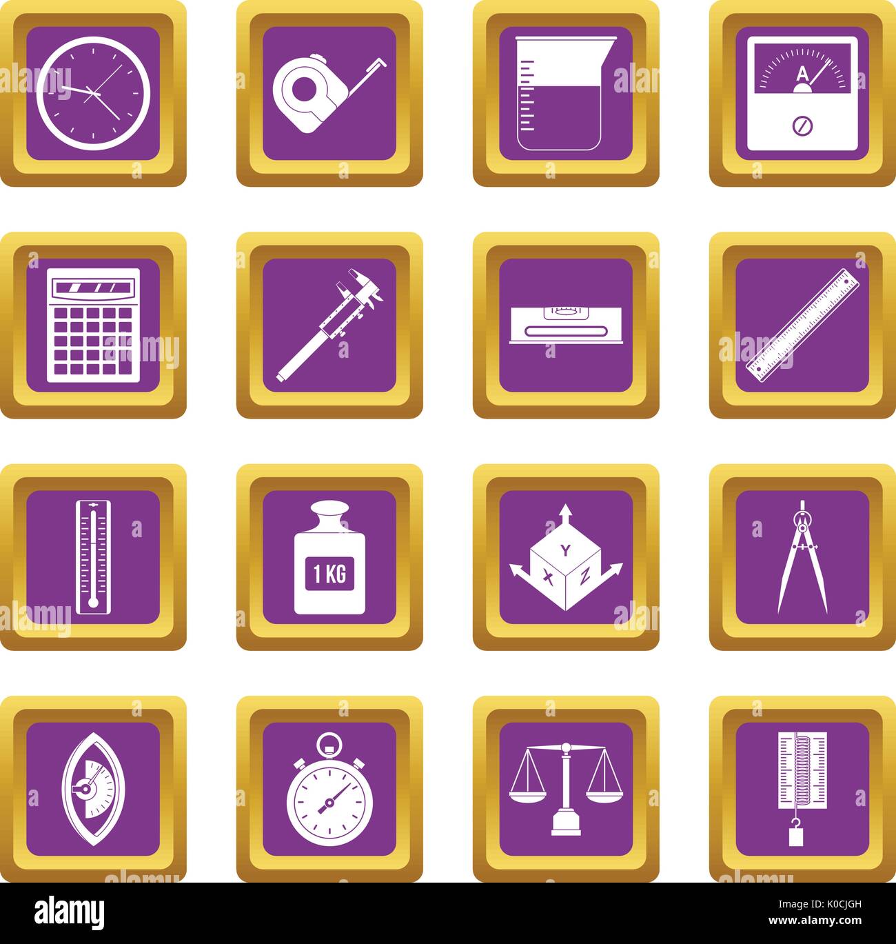Measure precision icons set purple Stock Vector Image & Art - Alamy