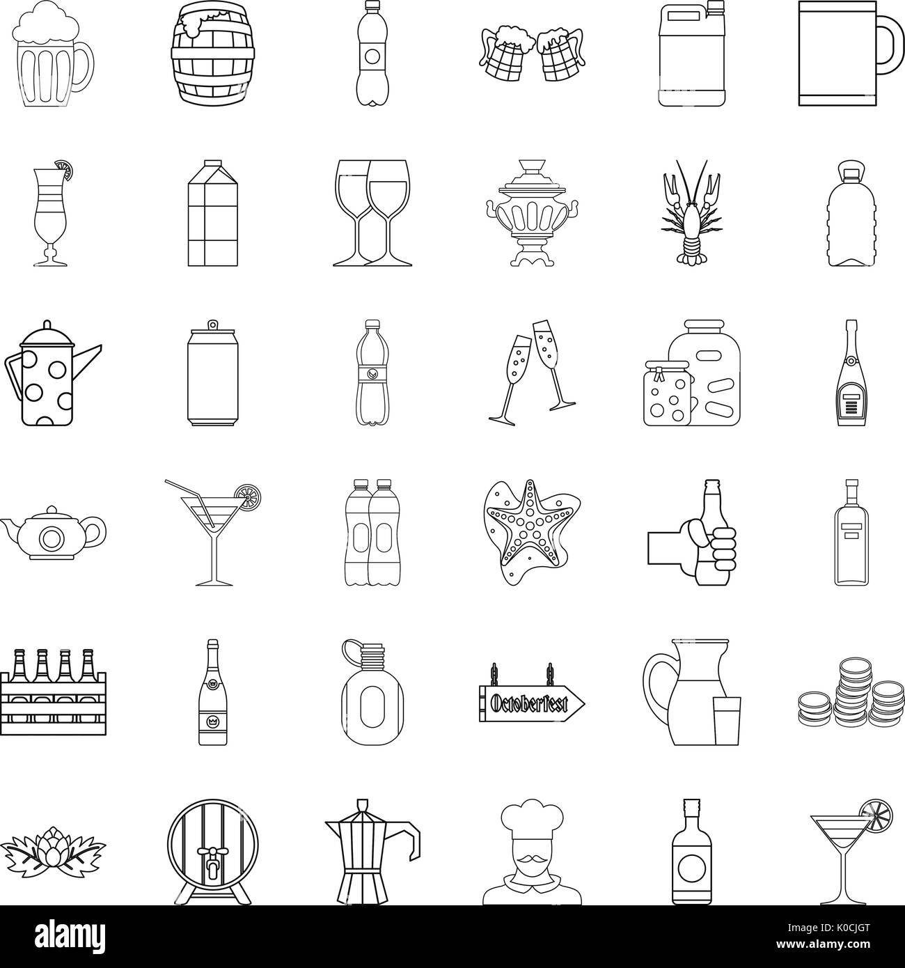 Alcoholic drink icons set, outline style Stock Vector Image & Art - Alamy