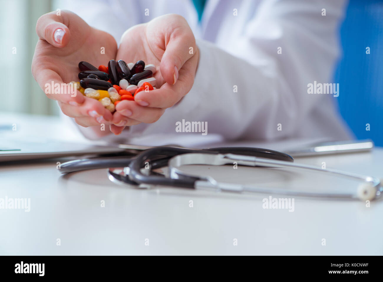 Medical concept with medicines and laptop computer Stock Photo - Alamy
