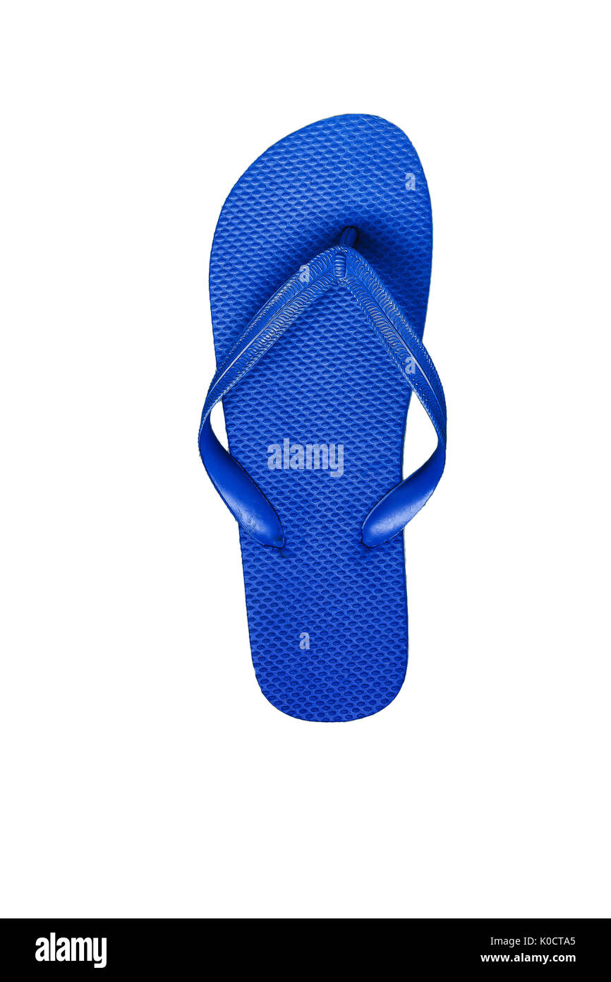 Blue rubber flip flops, isolated on white background Stock Photo - Alamy