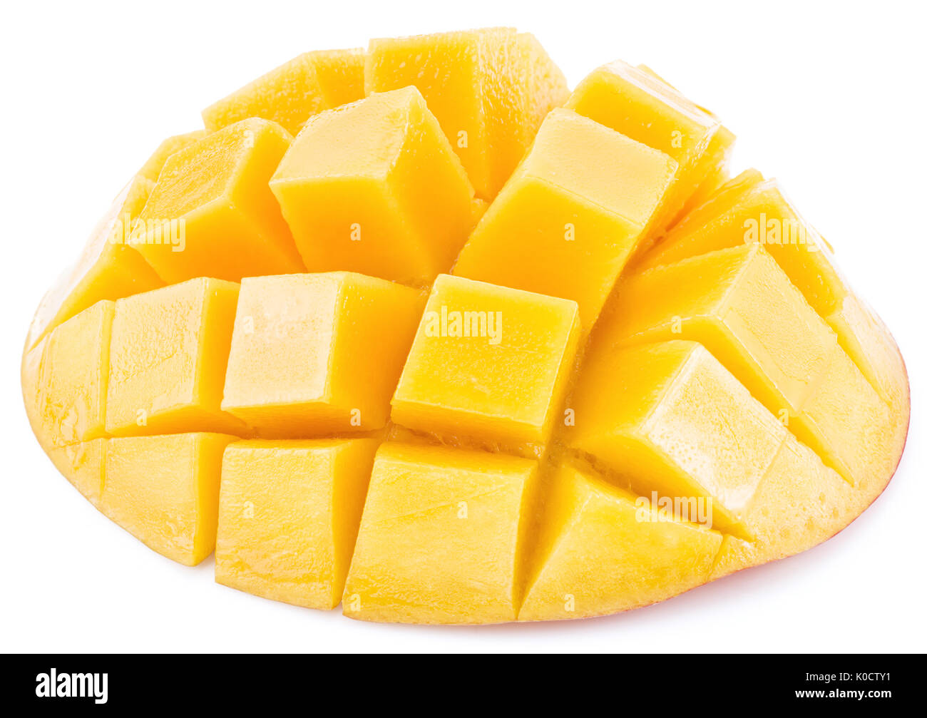 Mango cubes. Isolated on a white background Stock Photo - Alamy