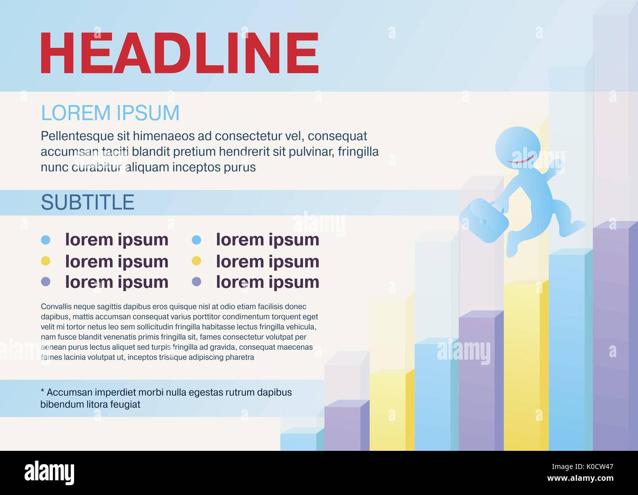 Vector banner template in A4 size with a man climbing up the corporate ...