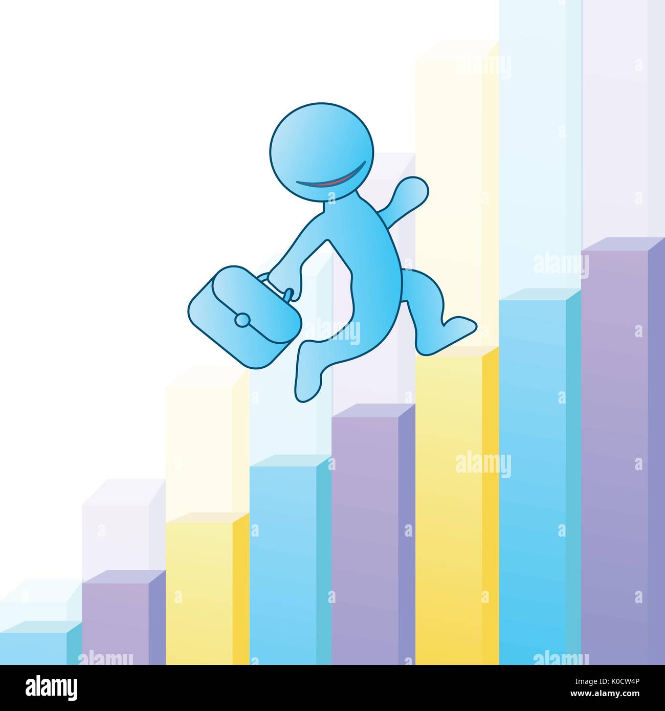 Vector banner template with a man climbing up the corporate ladder ...